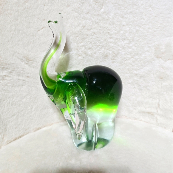 Art | Handmade Elegant Green Blown Glass Elephant Figurine | Poshmark